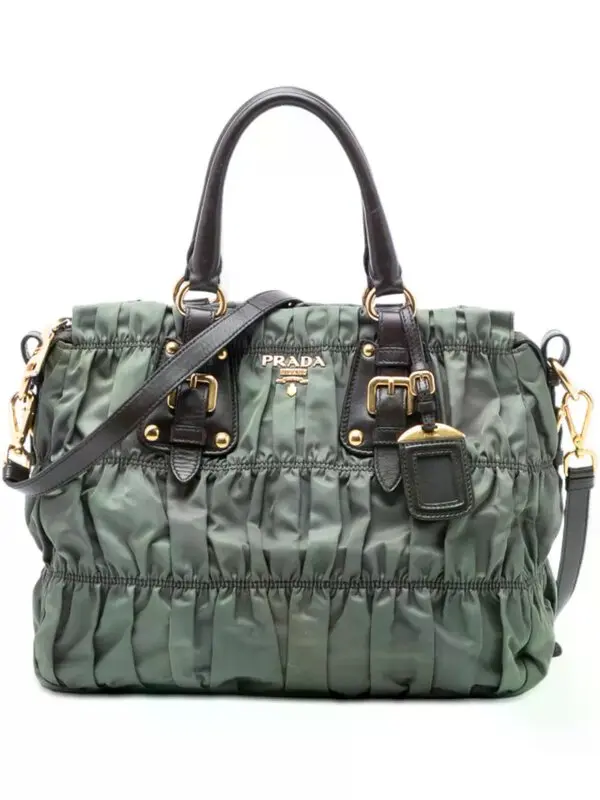 Prada 2000-2025 Tessuto Gaufre Satchel - Green