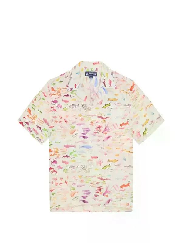 Vilebrequin Fish-print Short-sleeve Shirt - Neutrals