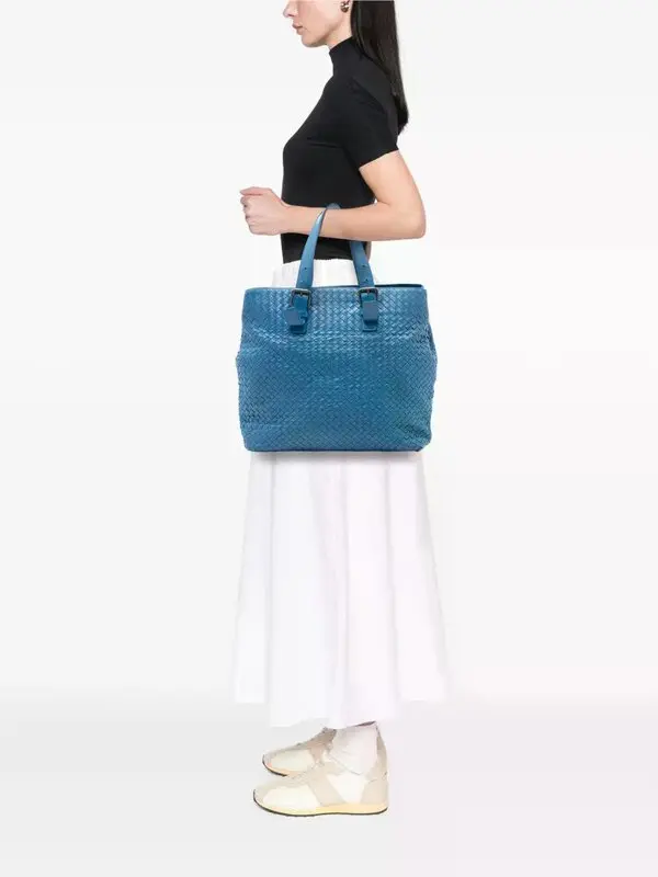 Bottega Veneta Nappa Intrecciato Belted Tote Bag - Blue