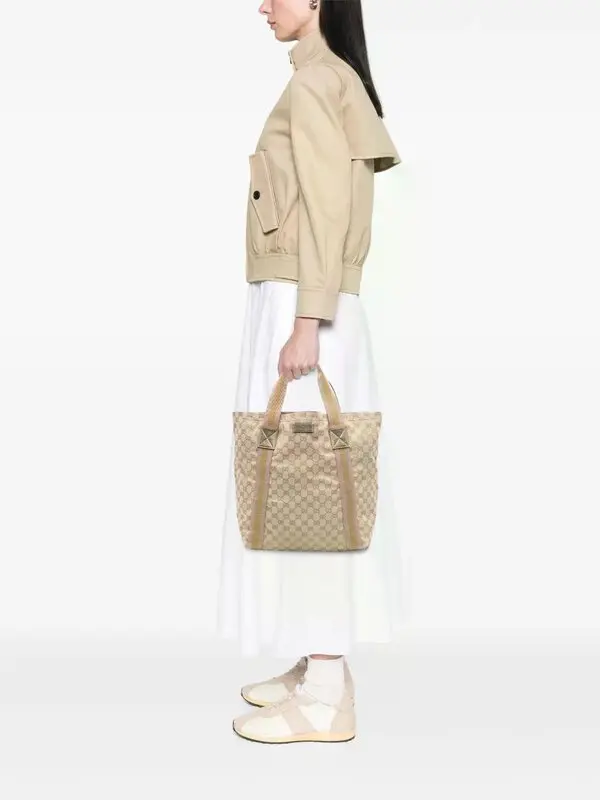 Gucci Gg Canvas Web Tote Bag - Brown