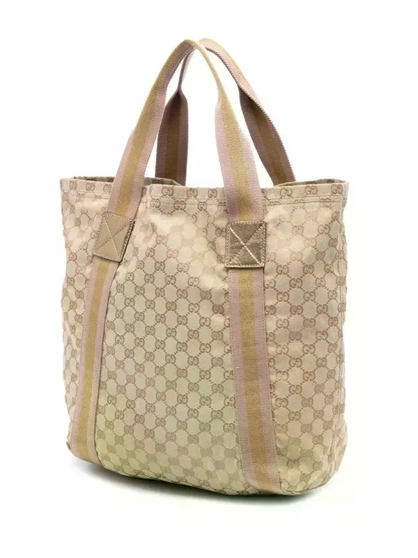 Gucci Gg Canvas Web Tote Bag - Brown