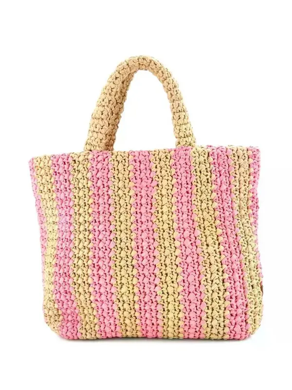 Prada Logo Raffia Small Tote Bag