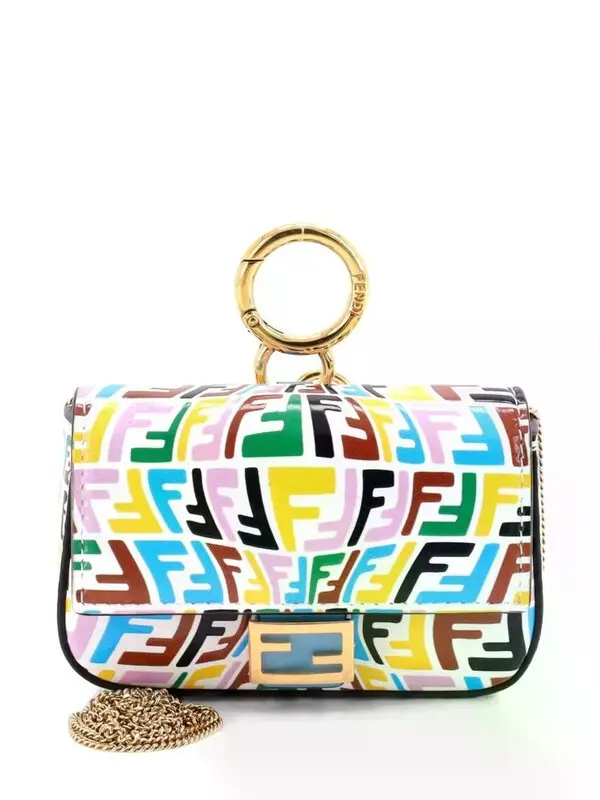 Fendi Chain Baguette Charm Nano Crossbody Bag - Multicolour