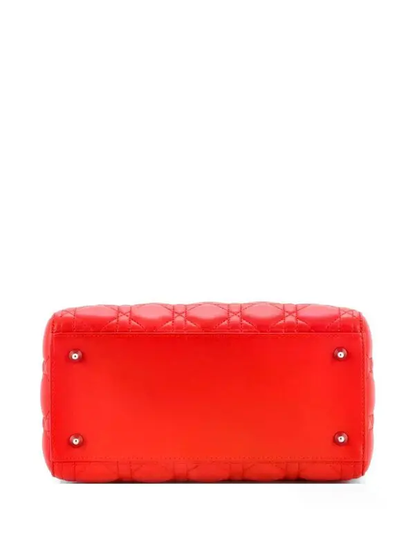 Dior Lady Bag Cannage Quilt Lambskin Medium Satchel - Red