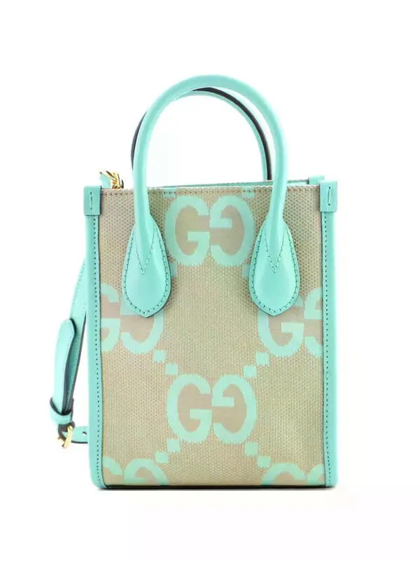 Gucci Vertical Tote Jumbo Gg Canvas Mini Crossbody Bag - Green