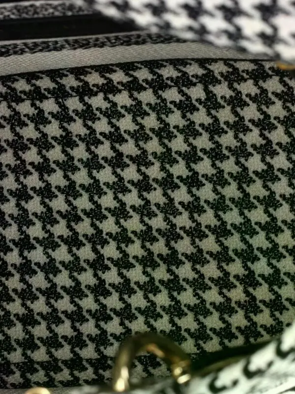 Dior Lady D-lite Houndstooth Canvas Medium Shoulder Bag - Black