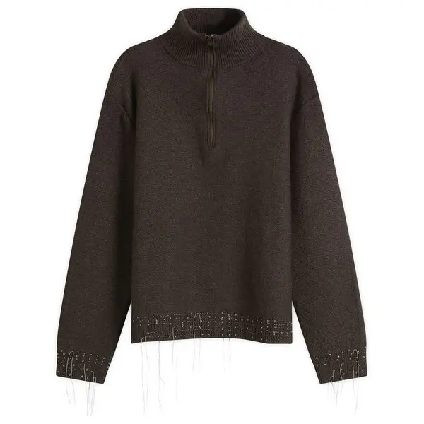 MAISON MARGIELA Wool Distressed Half Zip Knit