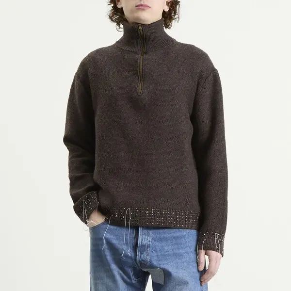 MAISON MARGIELA Wool Distressed Half Zip Knit