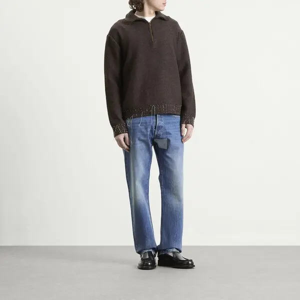 MAISON MARGIELA Wool Distressed Half Zip Knit