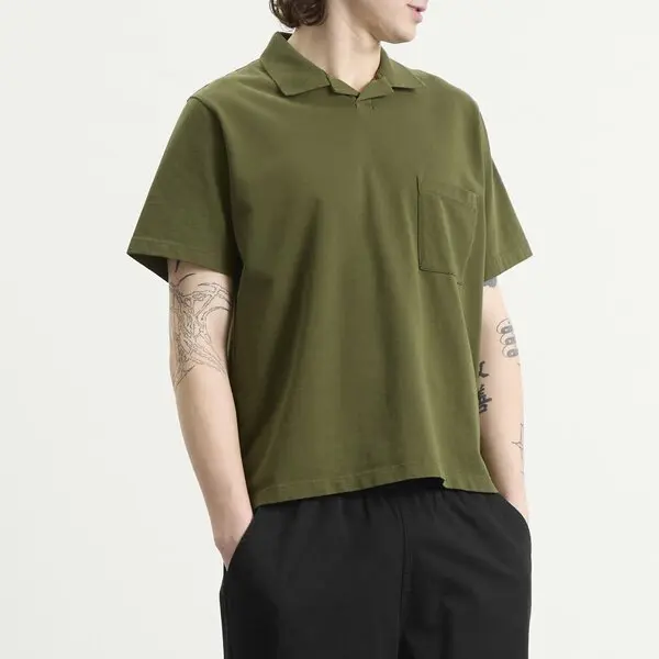 Universal Works Rugby Jersey Oversized Vacation Polo - Olive