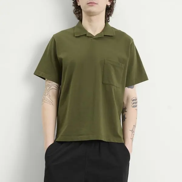 Universal Works Rugby Jersey Oversized Vacation Polo - Olive