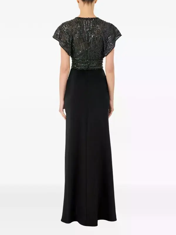 Jenny Packham Cary Sequin V-neck Maxi Dress - Black
