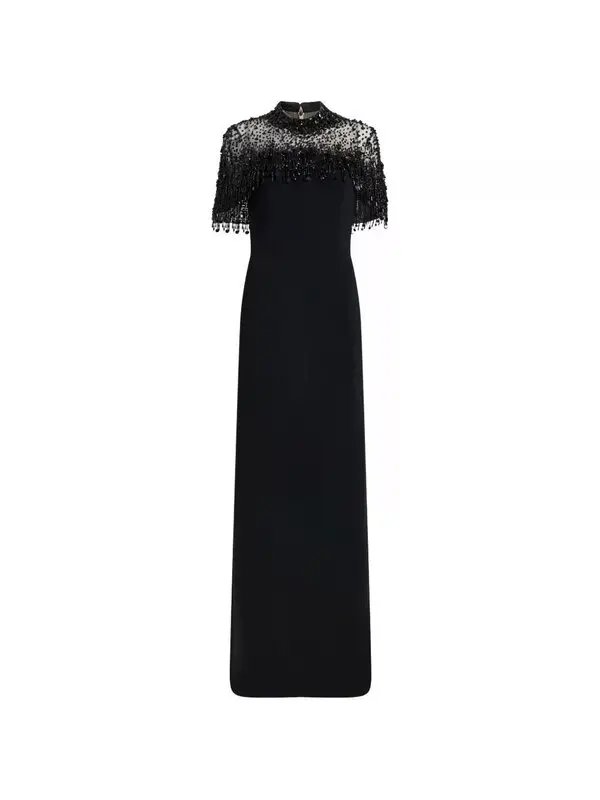 Jenny Packham Livia Beaded Embellished Maxi Dress - Black