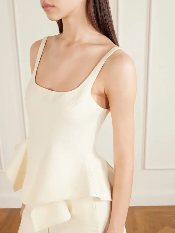Khaite Loa Linen Peplum Top - Neutrals