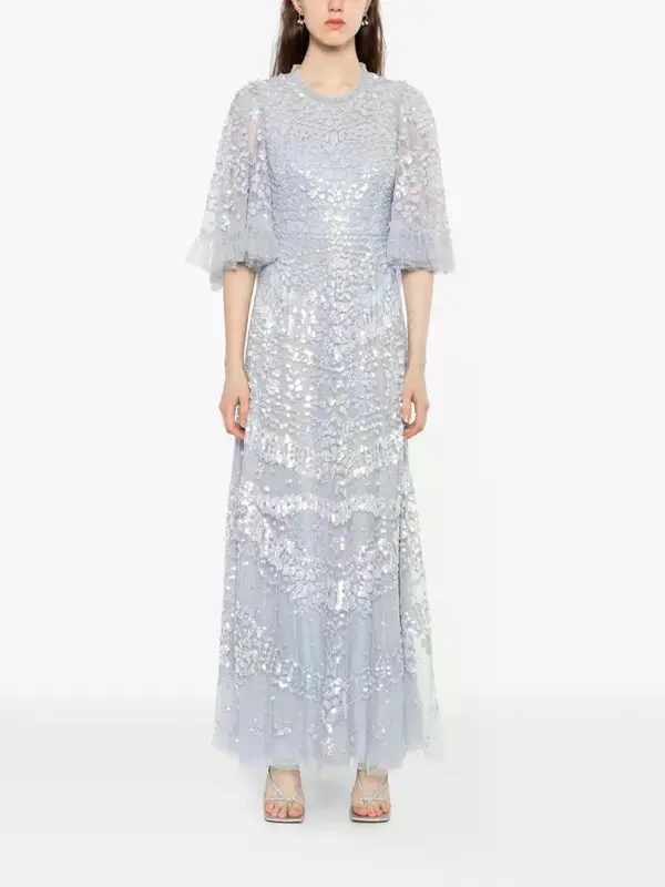 NEEDLE & THREAD Anais Sequin Gown - Blue