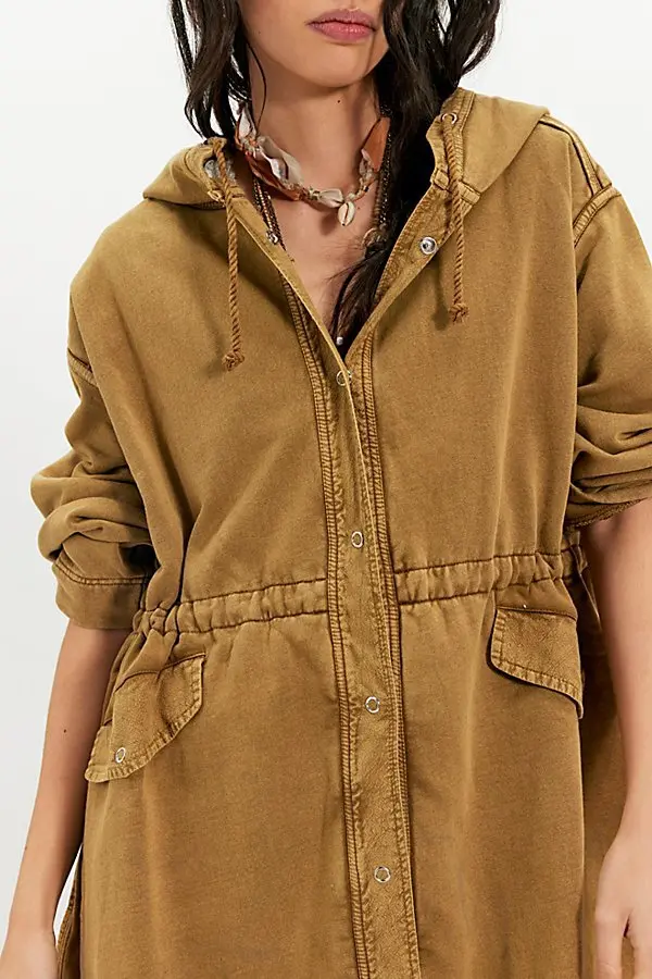 Free People Margo Oversized Zip-up - Aged Gold