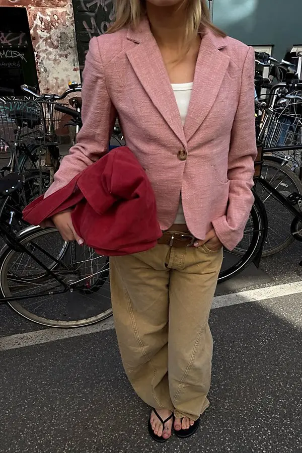 Free People Whip Smart Textured Blazer - Pink
