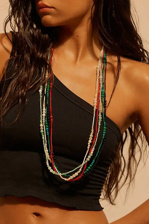 Free People Hettie Semiprecious Strand Necklace - Carnelian
