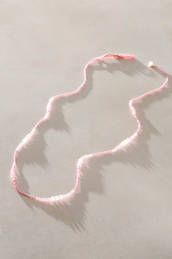 Free People Hettie Semiprecious Strand Necklace - Rose Quartz