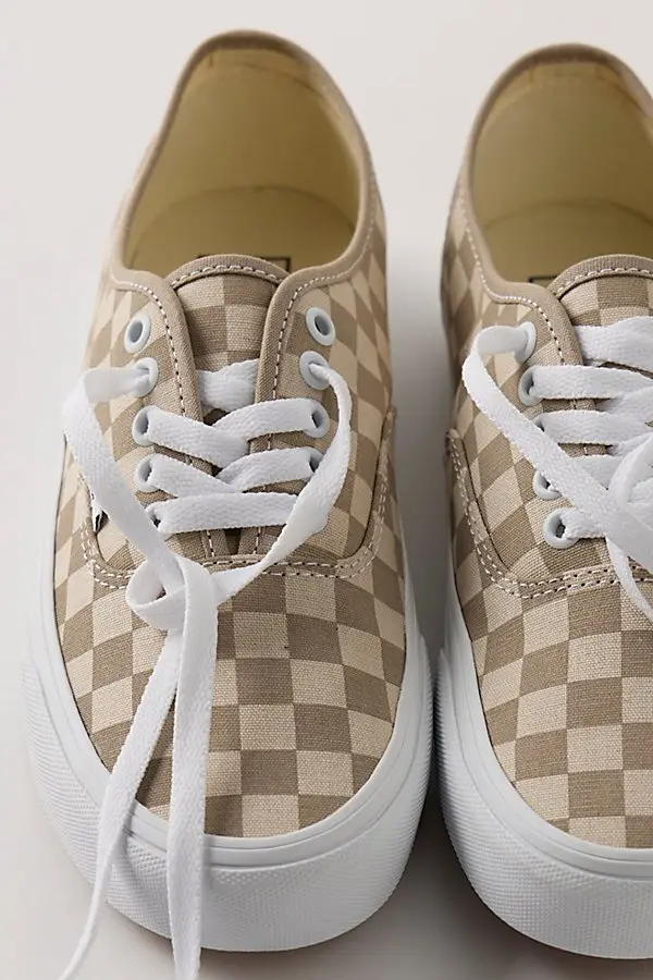 VANS Authentic Checkerboard Sneakers - Aluminum/oatmeal