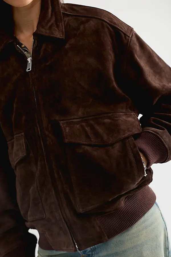 Citizens Of Humanity Vivienne Suede Bomber Jacket - Deep Chocolate