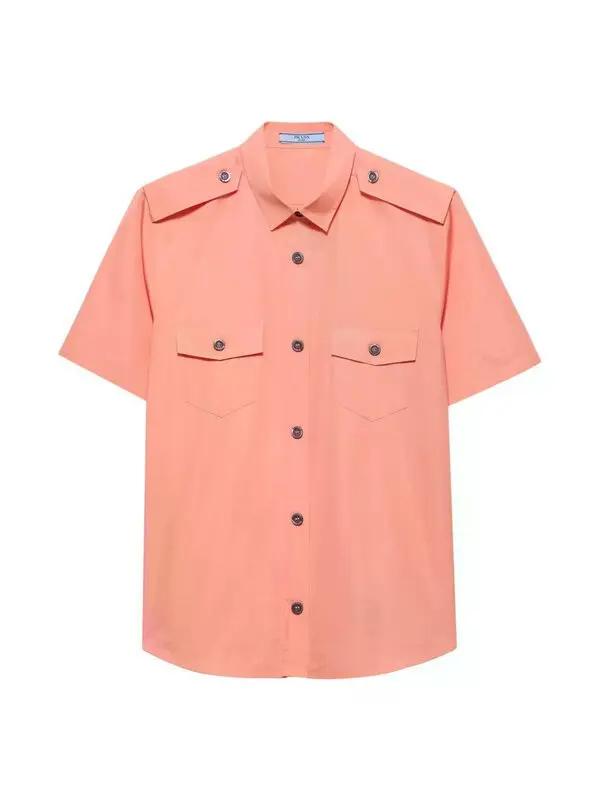 Prada Cotton Poplin Shirt With Classic Collar And Pockets