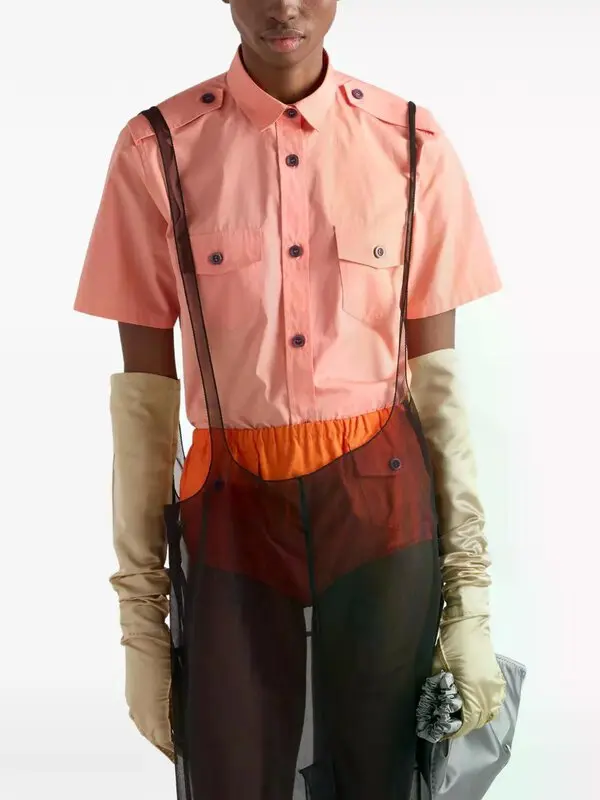 Prada Cotton Poplin Shirt With Classic Collar And Pockets