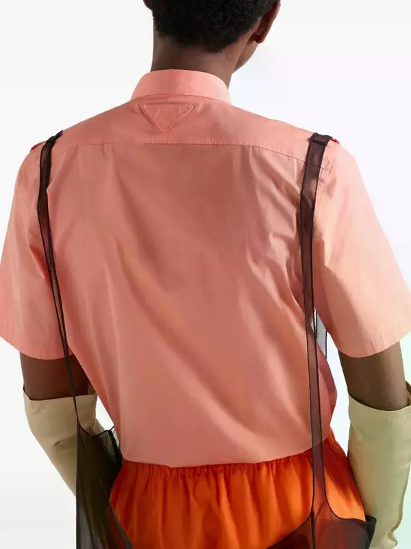 Prada Cotton Poplin Shirt With Classic Collar And Pockets