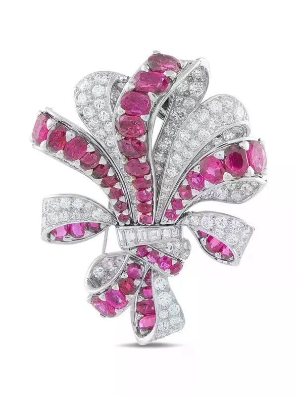 LB EXCLUSIVE Diamond And Ruby Brooch - Silver