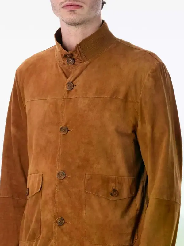 SWORD 6644 Buttoned Leather Jacket - Brown