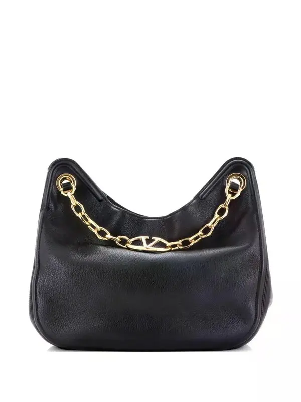 Valentino Garavani Vlogo Moon Leather Medium Tote Bag - Black