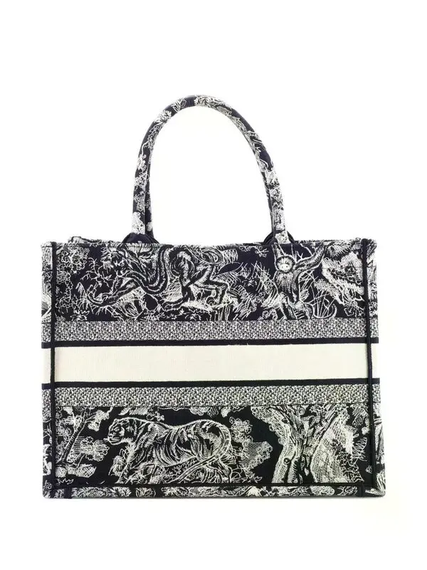 Dior Book Embroidered Canvas Medium Tote Bag - Blue