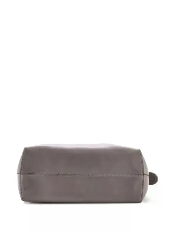 Fendi Logo The Way Satchel Embossed Leather Medium Shoulder Bag - Grey