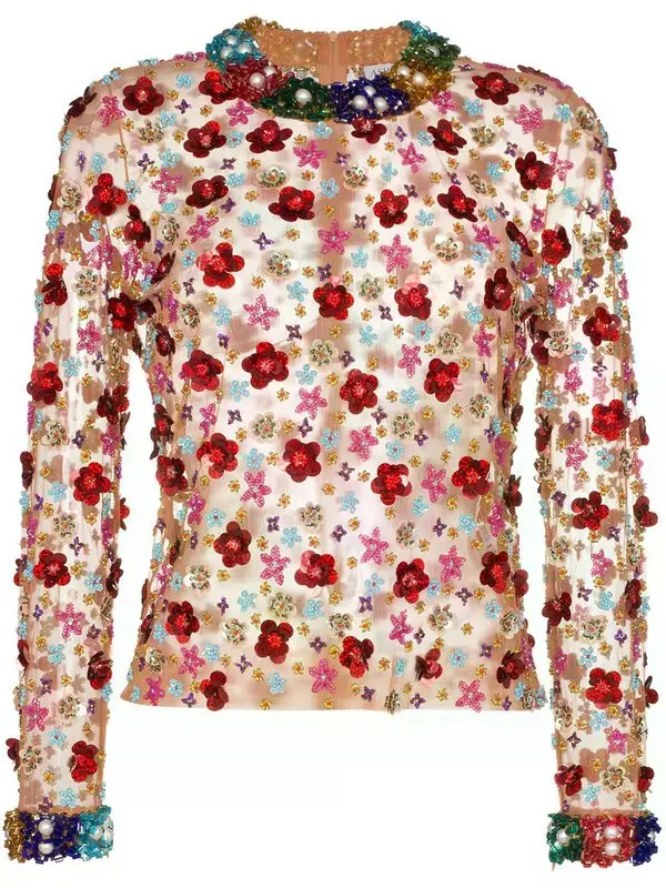 Ashish Beaded Floral Top - Multi