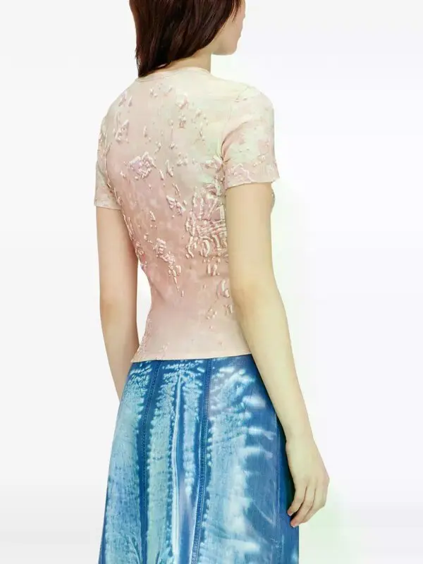 DIESEL® Industry" T-shirt With Embellished Animal Print - Pink
