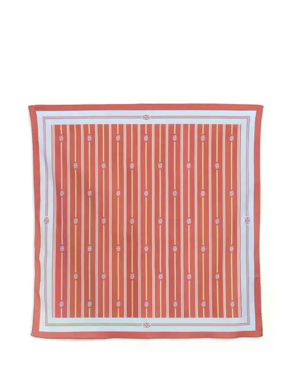Drole De Monsieur Striped Logo Scarf - Red