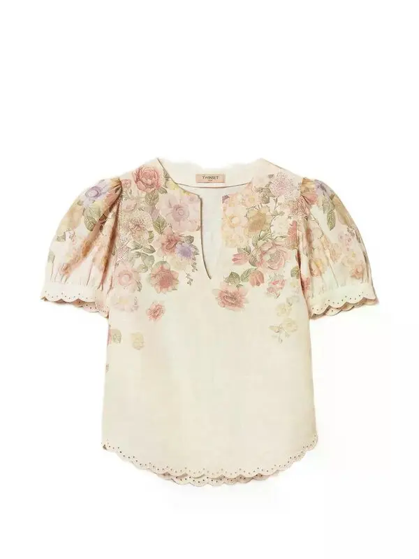 TWINSET Floral Puff-sleeve Blouse