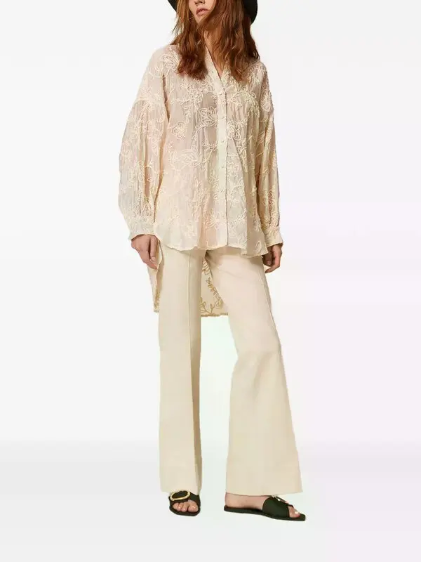 TWINSET Embroidered Cotton Muslin Shirt