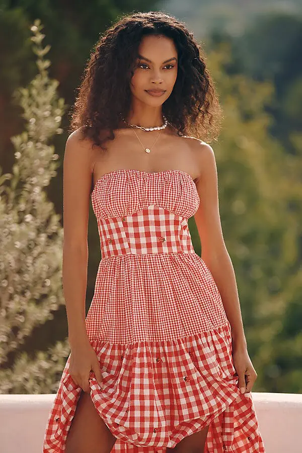 CELANDINE Strawberry Fields Strapless Waisted Dress