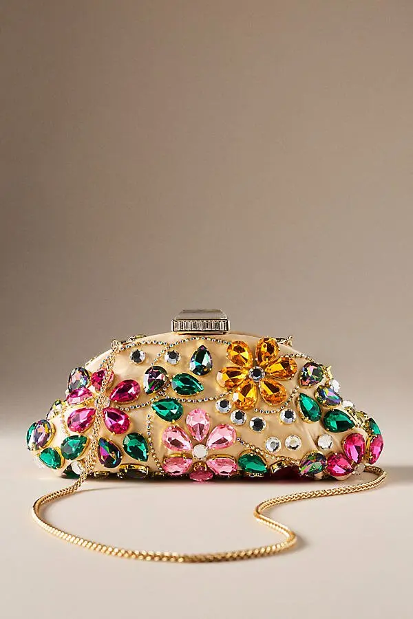 Badgley Mischka Jewel Embellished Floral Clutch - Multi Floral