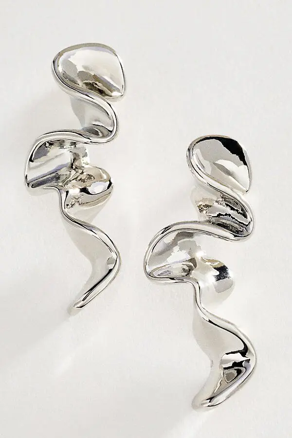 Anthropologie Swirl Drop Earrings - Silver