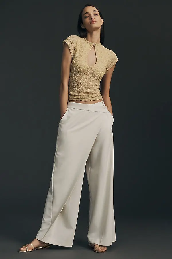 Anthropologie High-neck Lace Top With Keyhole Detail