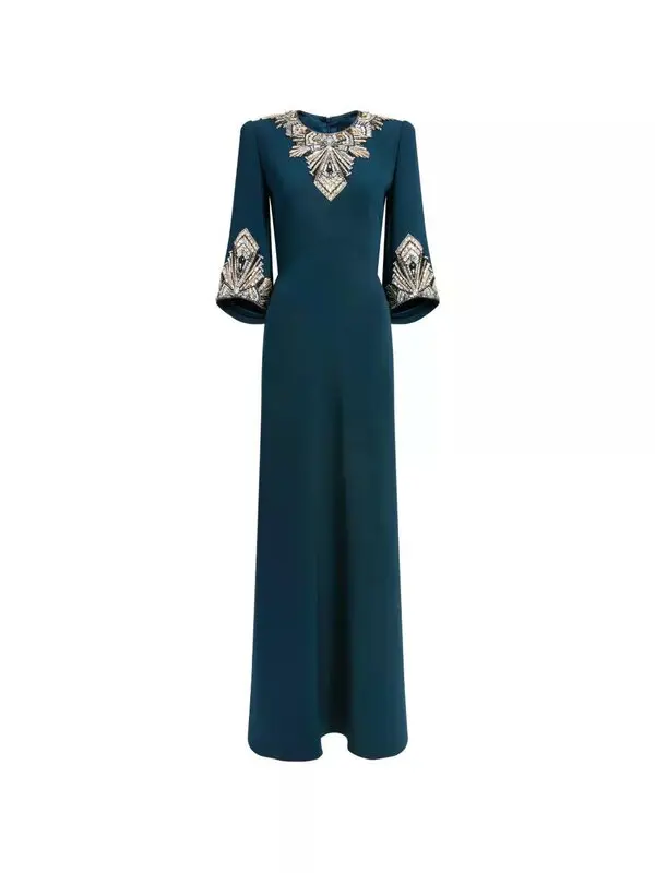 Jenny Packham Ice Cascade Embellished Gown - Blue