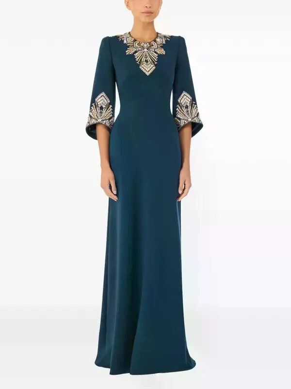 Jenny Packham Ice Cascade Embellished Gown - Blue