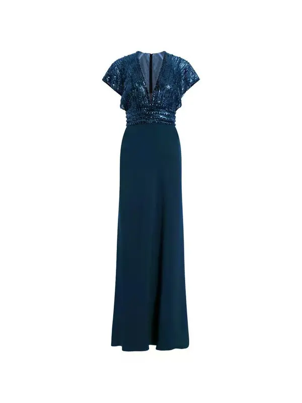 Jenny Packham Cary Sequin V-neck Dress