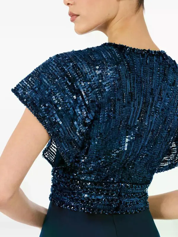 Jenny Packham Cary Sequin V-neck Dress