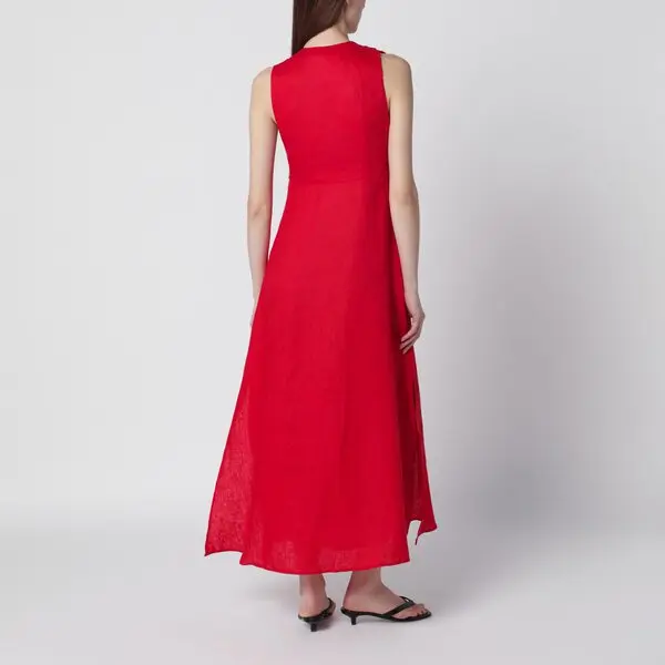 Farm Rio Linen Dress With Floral Appliqués
