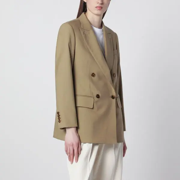 Max Mara Camel Wool-blend Double-breasted Jacket - Beige