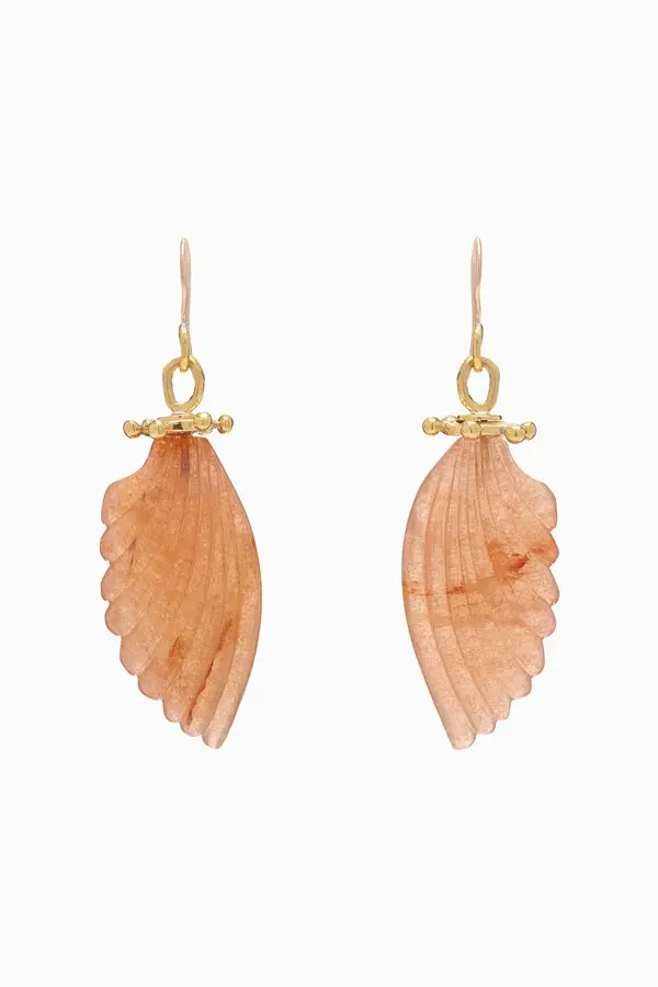 Ulla Johnson Small Wing Stone Drop Earring - Pink Aventurine