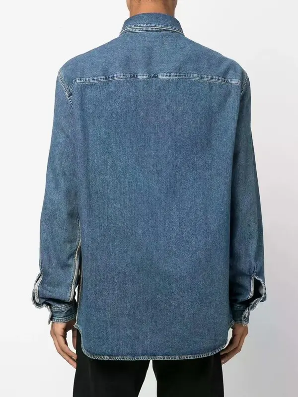 DIESEL® Logo-embroidered Denim Shirt - Blue